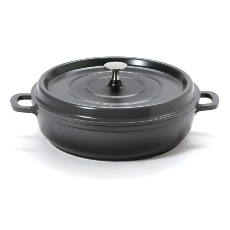 CA-005-GR/BK/CC - 3 qt. (3.5 qt. rim-full), 10.25" Induction Ready Round Braiser / Paella w/ Lid ...