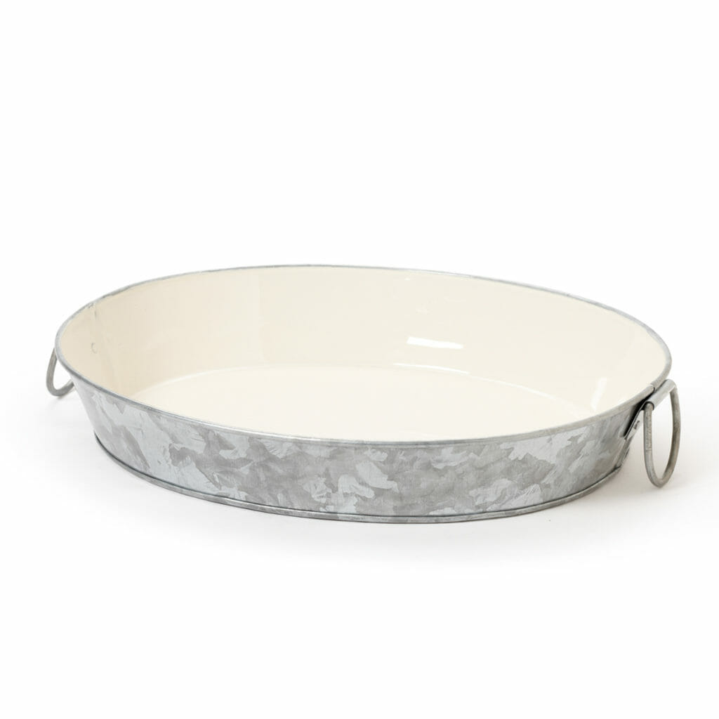 GT-1414-GG - 14" Dia. Round Galvanized Tray with Rope Handles, 4.2 ...