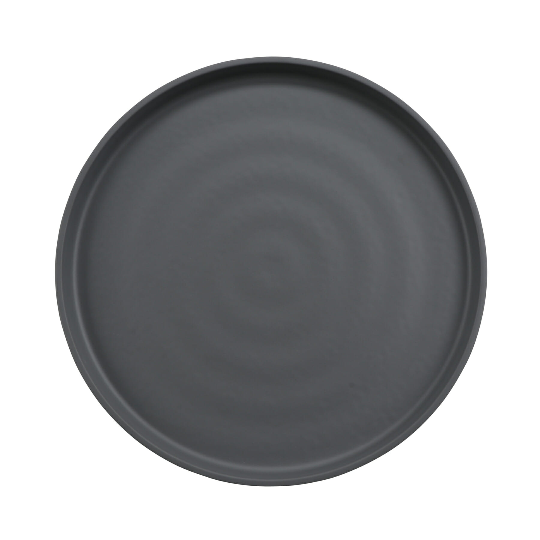 11″ Round Melamine Dinner plate, Gray Matte inside / Black Matte ...