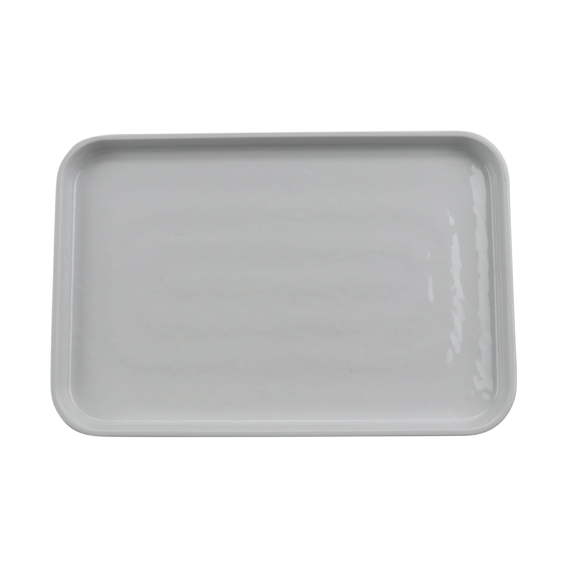 12″ x 8″ Melamine Rectangular Plate, Glossy White inside / Gray Matte ...